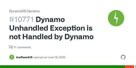 Dynamo Unhandled Exception Is Not Handled By Dynamo Issue