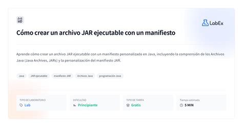 Cómo Crear Un Archivo Jar Ejecutable Con Un Manifiesto Labex