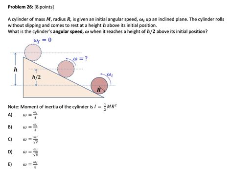 solved problem 26 [8 points] a cylinder of mass m radius