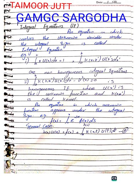 Integral Equations Complete Short Questions All Pdf