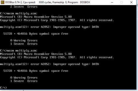 Assembly `improper Operand Type Data Error` With Masm 500 Stack
