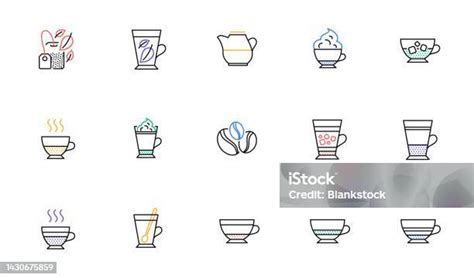커피 유형 및 차 아이콘입니다 모카 카푸치노 라떼 선형 아이콘 세트입니다 벡터 크레마에 대한 스톡 벡터 아트 및 기타 이미지 크레마 0명 가방 Istock