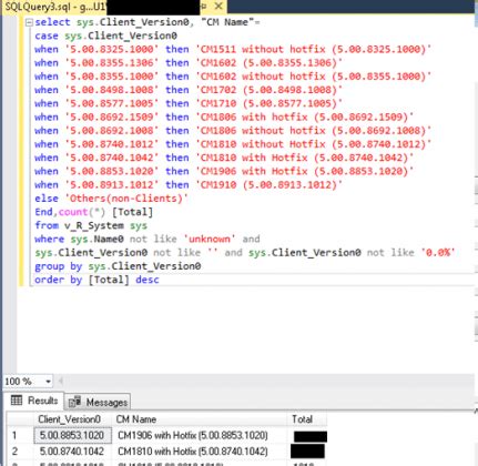 SCCM Client Version Dashboard SQL Query Custom Report HTMD Blog