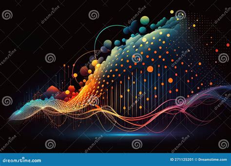 Technology Background With Connected Colorful Dots On Abstract Background Digital Data And