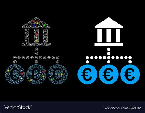 Flare Mesh Wire Frame Euro Bank Transactions Icon Vector Image