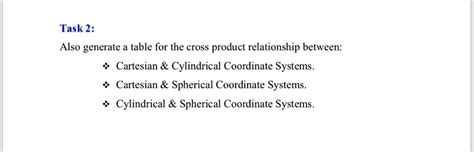 Solved Task 2 Also Generate A Table For The Cross Product