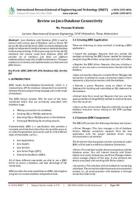 Pdf Review On Java Database Connectivity