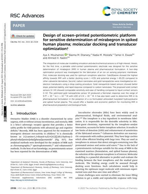 Pdf Design Of Screen Printed Potentiometric Platform For Sensitive Determination Of Mirabegron