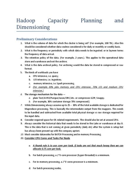 Hadoop Capacity Planning And Dimensioning Download Free Pdf Apache