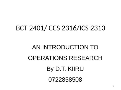 Introduction To Operations Research Slides Operational Research Docsity