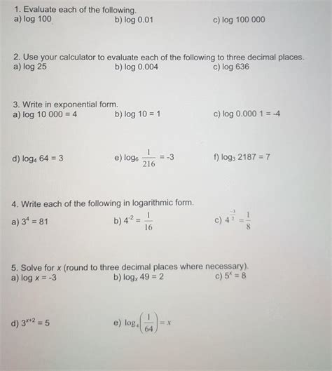 Solved Evaluate Each Of The Following A Log B Log Chegg
