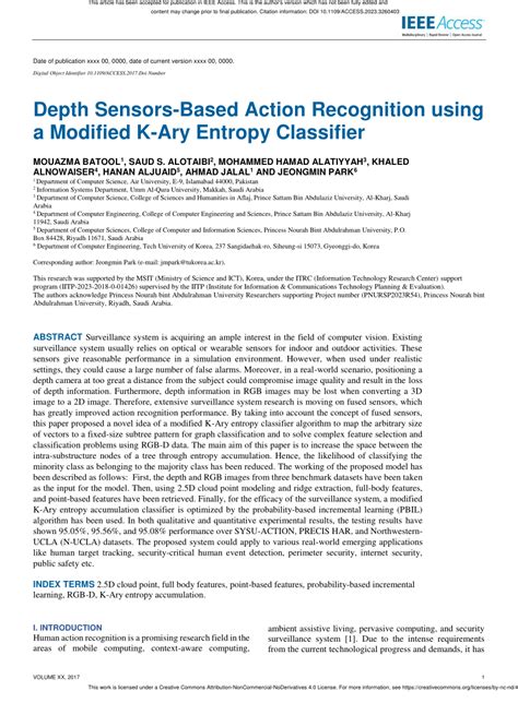 Pdf Depth Sensors Based Action Recognition Using A Modified K Ary Entropy Classifier