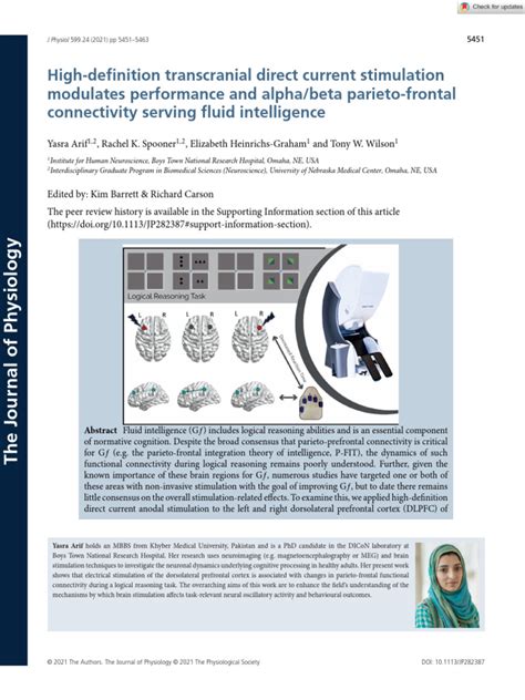 The Journal Of Physiology 2021 Arif High Definition Transcranial Direct Current