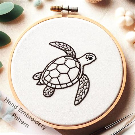 Sea Turtle Hand Embroidery Art Pattern Digital Instant Download Pdf