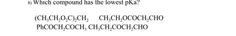 Solved 8 Which Compound Has The Lowest Pka Chchocch