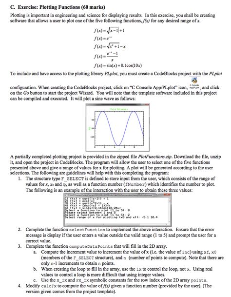 C Exercise Plotting Functions 60 Marks Plotting