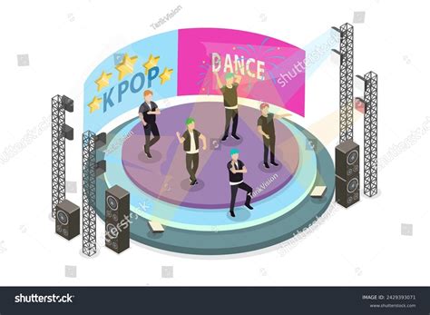 3d Isometric Flat Conceptual Illustration Kpop Stock Illustration