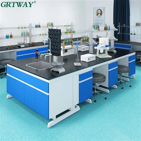 LAB Laboratory Benches With Storage Cabinets Chemical Resistance Counter Top Steel Laboratory