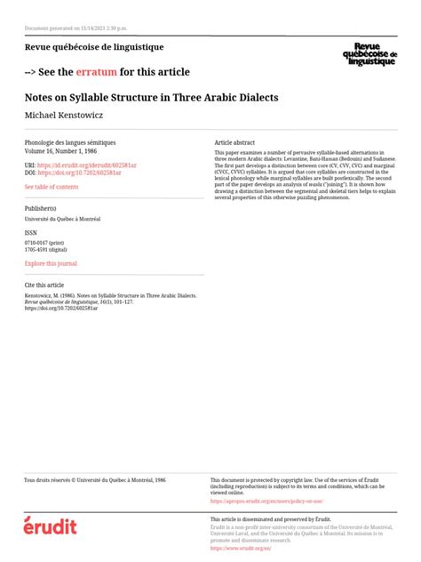 notes on syllable structure in three arabic dialects download free