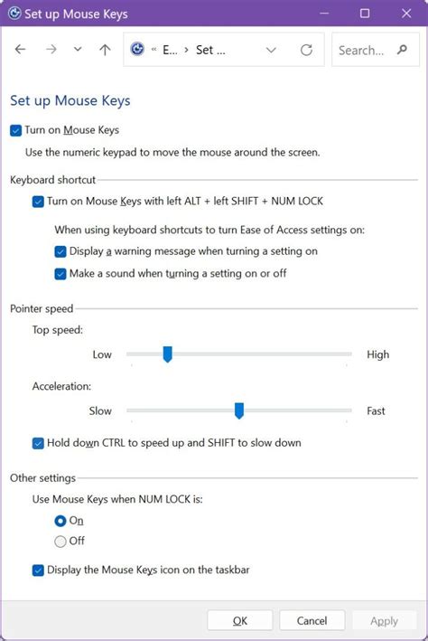 Mouse Keys How To Control The Mouse Cursor With A Keyboard In Windows