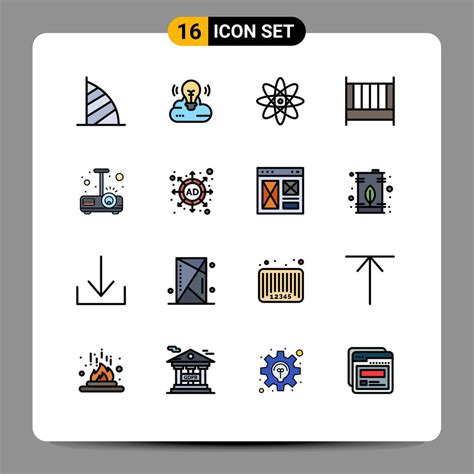 Set Of 16 Vector Flat Color Filled Lines On Grid For Presentation Interior Creative Campaign