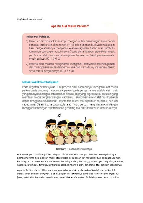 Kegiatan Pembelajaran 1 Alat Musik Perkusi Dalam Kebudayaan Indonesia