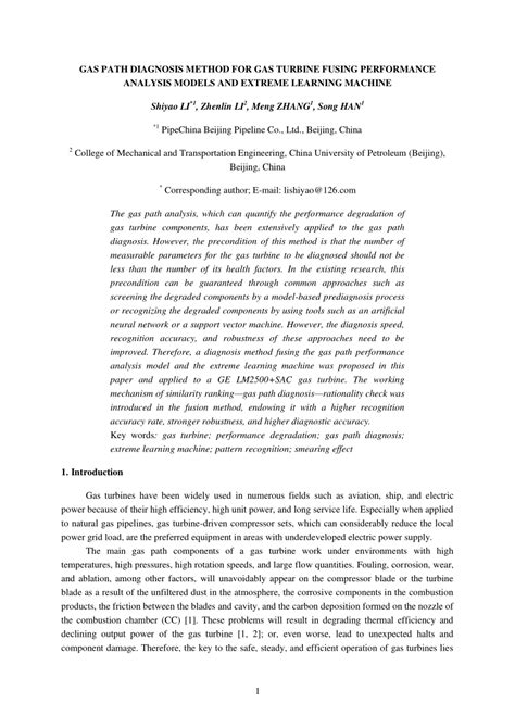 Pdf Gas Path Diagnosis Method For Gas Turbine Fusing Performance
