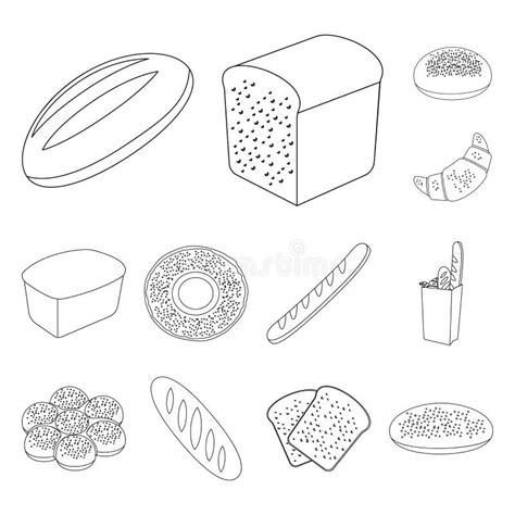 Types Of Bread Outline Icons In Set Collection For Design Bakery Products Vector Symbol Stock