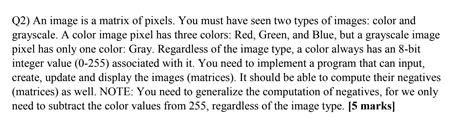Solved A An Image Is A Matrix Of Pixels You Must Have Chegg