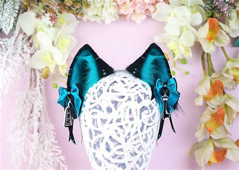 Black And Teal Cheshire Cat Ears Faux Fur Cat Ears Headband 設計館 Catzo