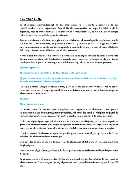 La Digestión Que Es La Digestion La DigestiÓn Es El Proceso