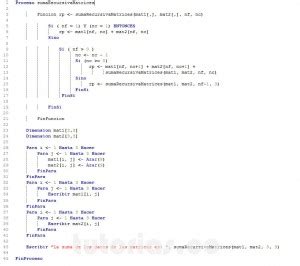 Recursividad PSeint Suma Recursiva Entre Dos Matrices Tutorias Co