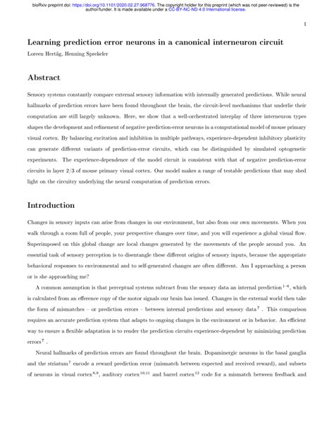 pdf learning prediction error neurons in a canonical interneuron circuit