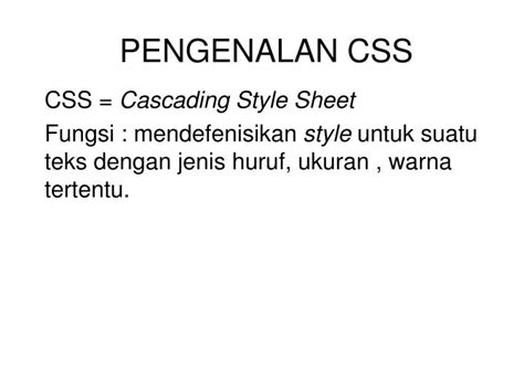 PPT PENGENALAN CSS PowerPoint Presentation Free Download ID
