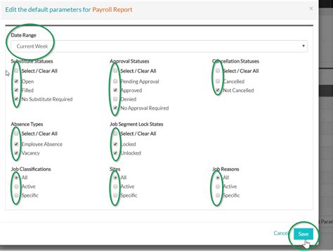 help how to set default run parameters in custom reports