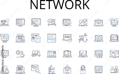 Network Line Icons Collection Alliance Partnership Connection