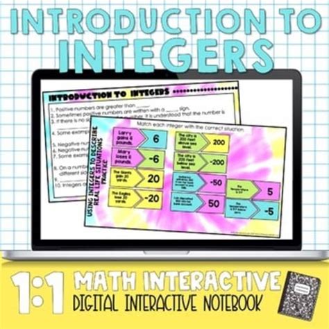 Integers Digital Interactive Notebook By To The Square Inch Kate Bing