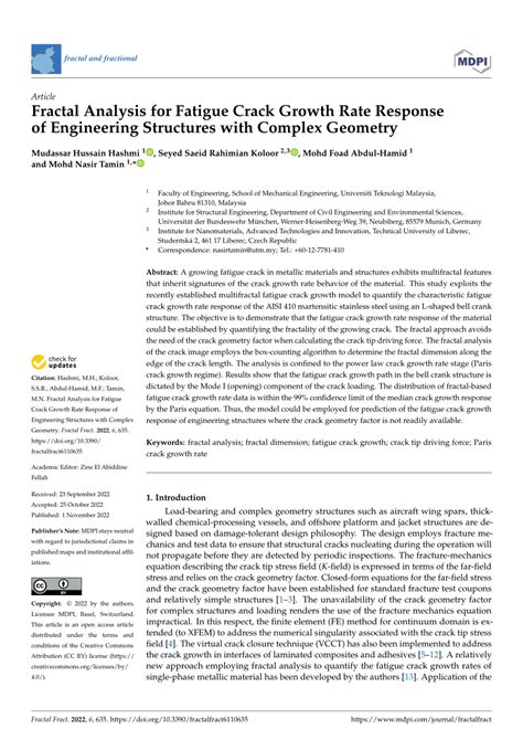 Pdf Fractal Analysis For Fatigue Crack Growth Rate Response Of Engineering Structures With