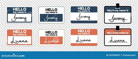 Name Badge Paper Labels For Identification Babes Teacher And Speaker Different Vector