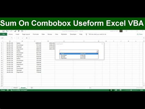 Sum On Combobox Excel VBA YouTube