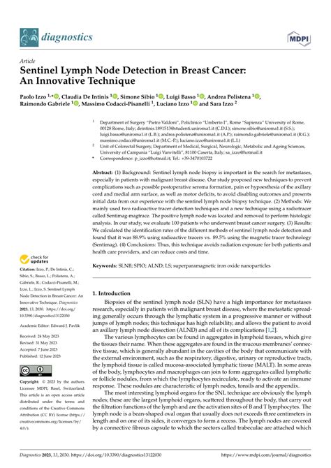 pdf sentinel lymph node detection in breast cancer an innovative