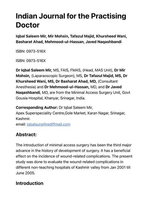 Pdf Impact Of Laparoscopic Surgeries On Surgical Site Infections