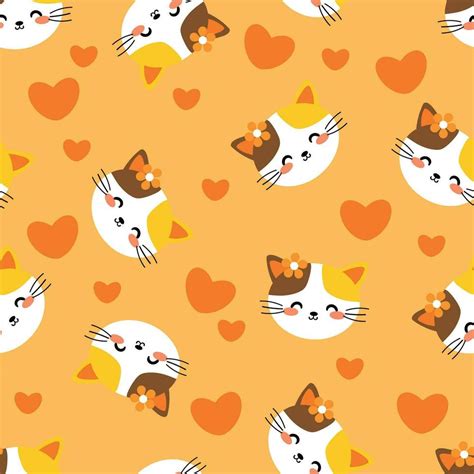 Cute Cat Seamless Pattern For Fabric Print Textile T Wrapping
