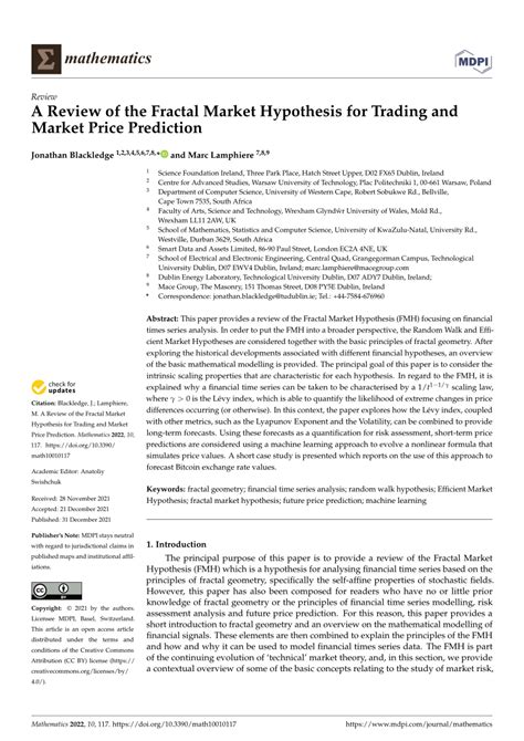 Pdf A Review Of The Fractal Market Hypothesis For Trading And Market Price Prediction
