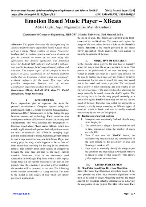 pdf emotion based music player xbeats