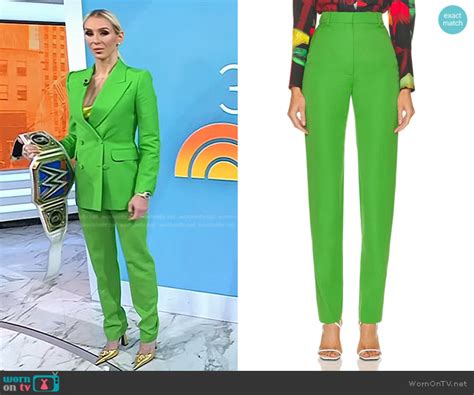 Wornontv Charlotte Flairs Green Double Breasted Blazer And Pants On