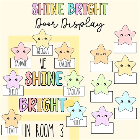 Digital Shine Bright Door Display Printable Editable Download Cute