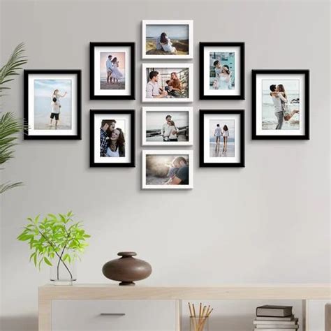Mdf Black And White Set Of 10 Picture Frames For Wall Hanging For