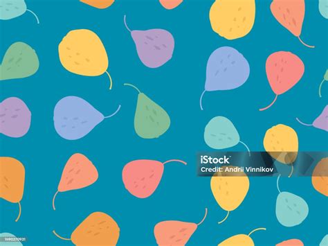 여러 가지 빛깔의 배의 매끄러운 패턴입니다 미니멀리스트 스타일의 배 실루엣 직물 기치 및 선전용 제품에 인쇄를 위한 디자인 벡터 그림 건강한 식생활에 대한 스톡 벡터 아트