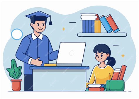 Illustrate A Student Receiving Help With A Mern Stack Assignment From A